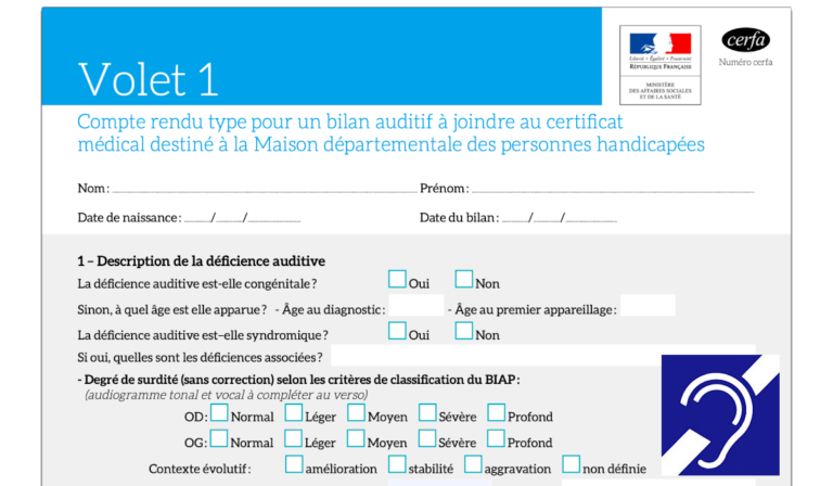 Bilan auditif MDPH - Demande de prestations handicap
