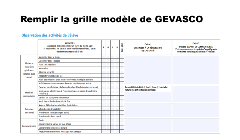 Grille modèle de GEVASCO - Exemple et aide au remplissage