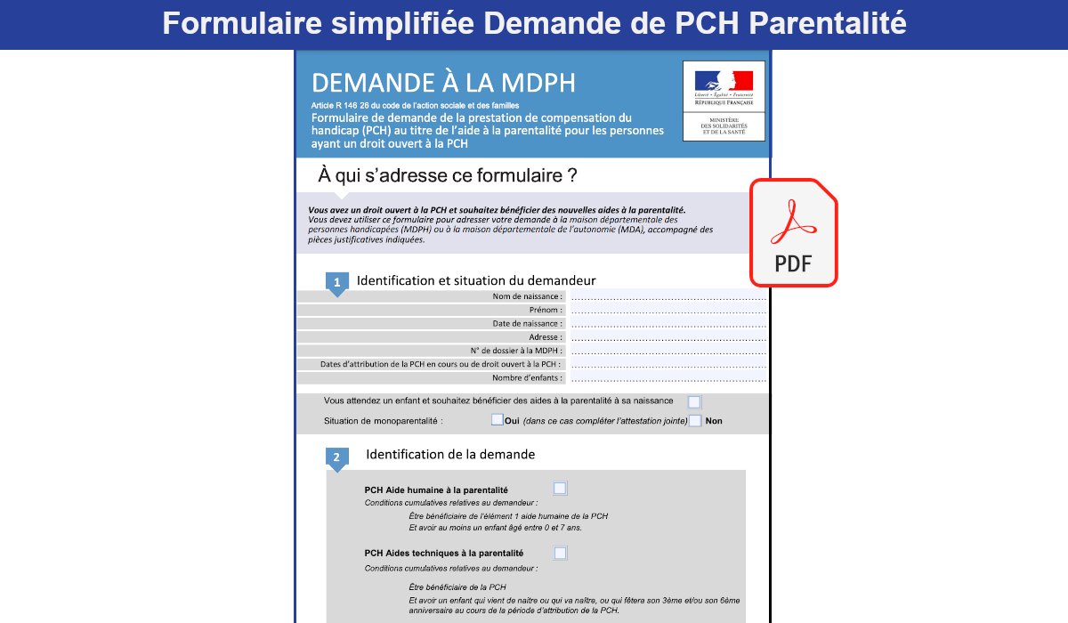 Formulaire simplifiée Demande de PCH Parentalité à remplir