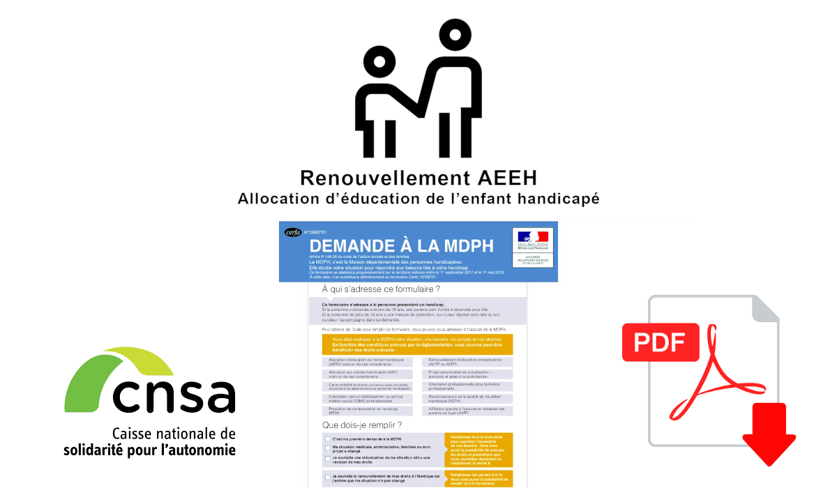 Formulaire de demande Renouvellement AEEH à télécharger